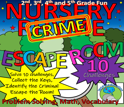 ELA ESCAPE ROOM: Nursery Crime - 10 Challenges, Student Workbook, all ...
