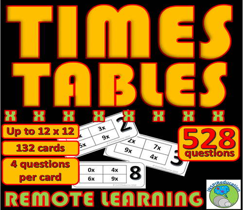 MATH Times Tables Speed Challenge - 132 Cards, 528 Questions up to and ...