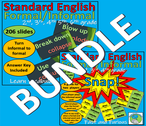 ELA Standard English BUNDLE: 206 slide PPT, Snap Card Game, "I have ...