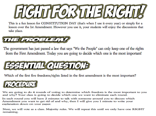 Constitution Day First Amendment Activity-Fight for the Right