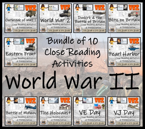 World War II Close Reading Comprehension Activity Bundle | 5th Grade ...