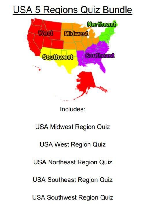 USA 5 Regions Quiz Bundle - Amped Up Learning