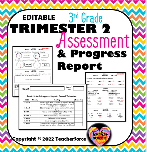Third Grade Standards based math assessment Bridges