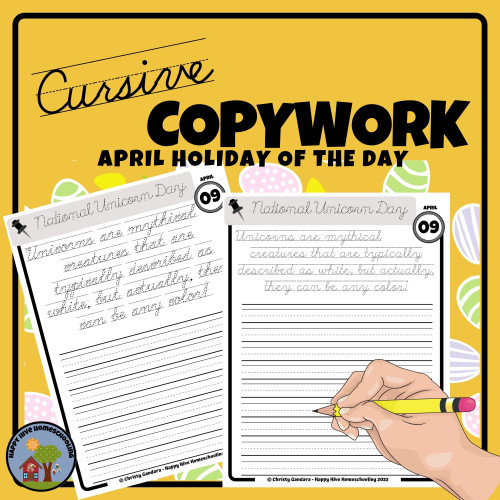 April Copywork Printables - Cursive - Amped Up Learning