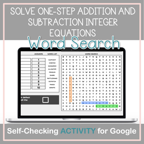 FREE Solve One Step Addition and Subtraction Integer Equations Digital ...