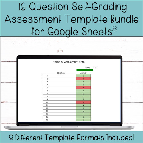 16 Question Self-Grading Assessment Templates - Amped Up Learning