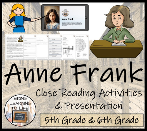 Anne Frank Close Reading Comprehension Activities | 5th Grade & 6th ...