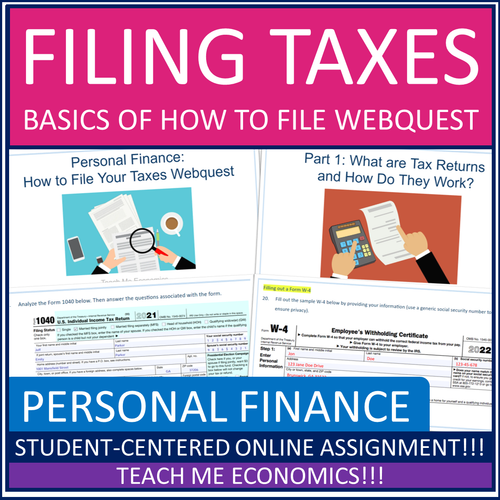 Basics of Filing Taxes Personal Finance Project High School Economics ...