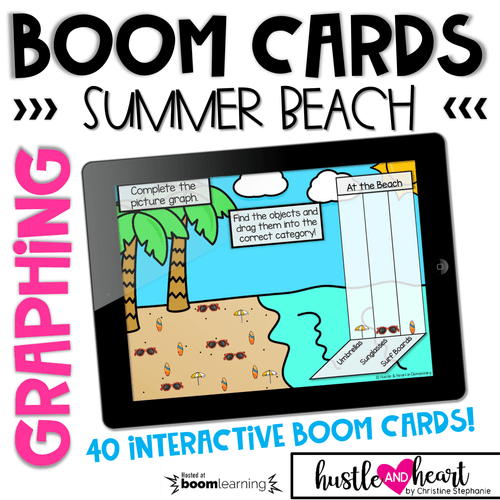 Graphing | Summer Math Beach Themed BOOM CARDS