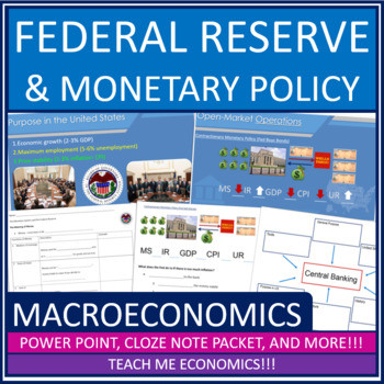 Federal Reserve PowerPoint, Cloze Notes, Webquest, Tests, Economics ...