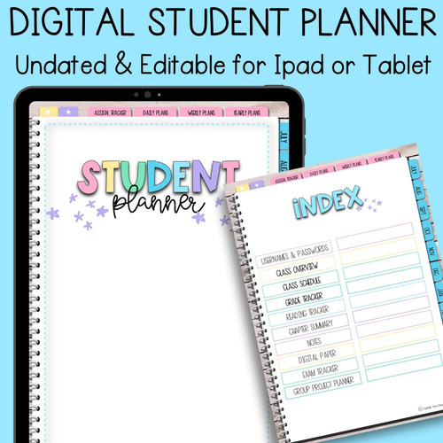 Student Planner - Digital and Undated - for iPad or Tablet with PDF ...