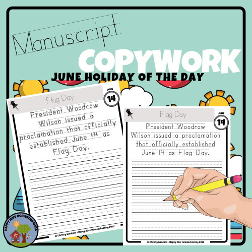 June Copywork Printables Manuscript - Amped Up Learning