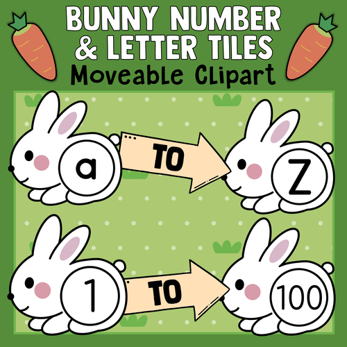 Bunny Rabbit Letter and Number Tiles - Moveable Clipart - 259 images ...