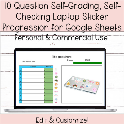 10 Question Self-Grading Self-Checking Laptop Sticker Progression ...