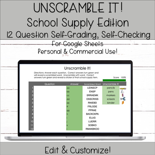 Template for Google Sheets - 12 Question Digital Activity - Self ...
