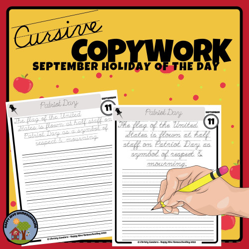 September Copywork Printables - Cursive - Amped Up Learning
