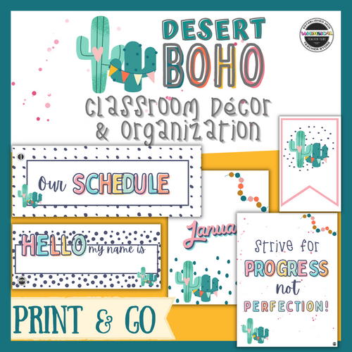 Desert Boho Classroom Décor and Organization Print and Go