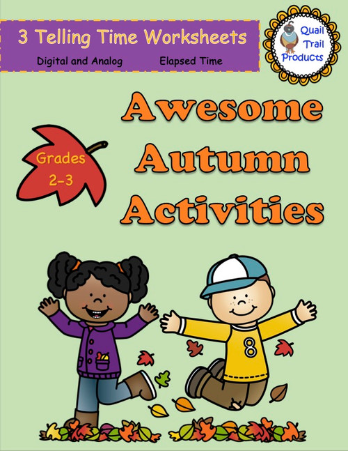 Elapsed Time Worksheets-Autumn Theme