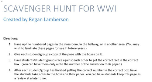 US History Since 1877 EOC STAAR Prep Scavenger Hunt for WWI - Amped Up ...