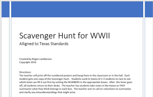 US History Since 1877 EOC STAAR Review Scavenger Hunt for WWII - Amped ...