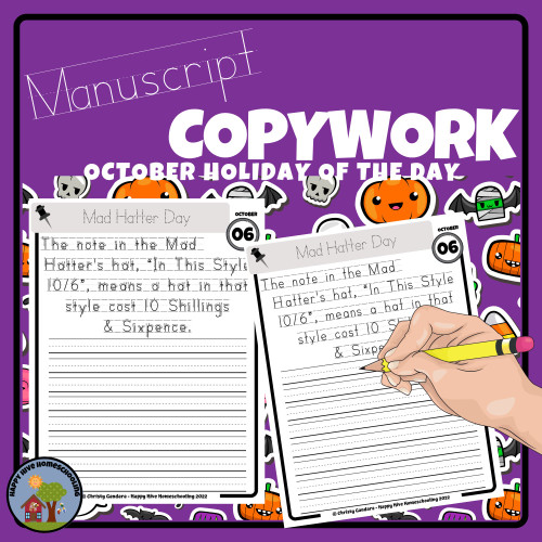 October Copywork Printables - Manuscript
