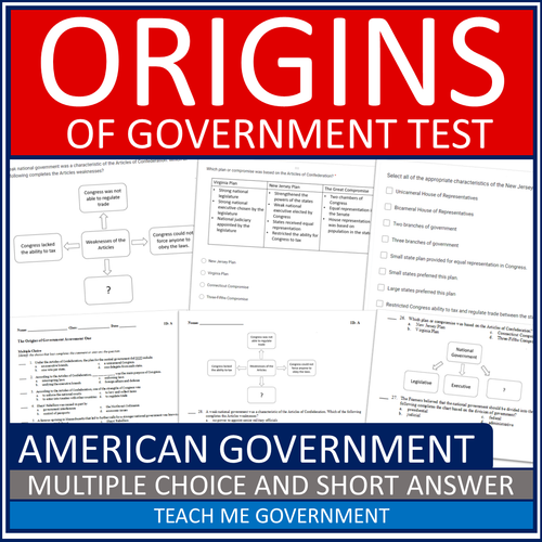 Origins of Government Multiple Choice & Short Answer Test American ...