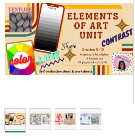 Elements of art unit grades 5-12 Info, projects, art history- 45 pages ...