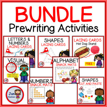 BUNDLE - PREWRITING LETTERS AND NUMBERS Activities and Worksheets