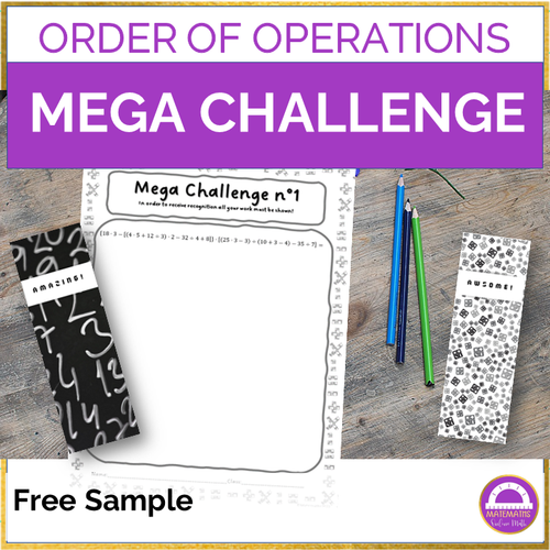 Order of Operations Mega Challenge Activity FREE SAMPLE - Amped Up Learning