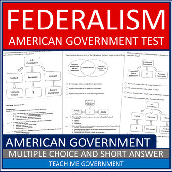 Federalism Multiple Choice & Short Answer Test American Government ...