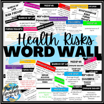 Health Vocabulary Word Wall | Health Risks Unit
