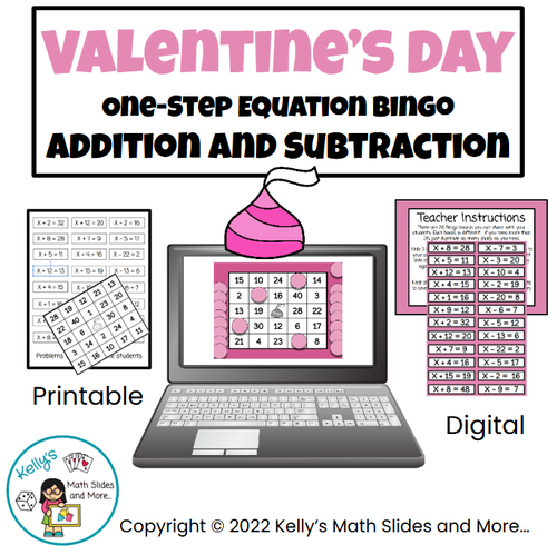 Valentine's Day One-Step Equation Bingo - Add & Subtract - Digital and ...