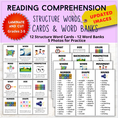 Structure Words Cards/Work Banks: Visualize/Verbalize for Reading ...