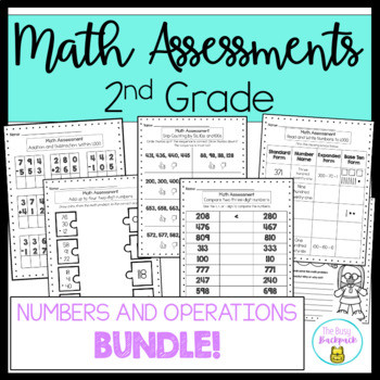 2nd Grade Math Assessment Bundle Numbers and Operations in Base Ten