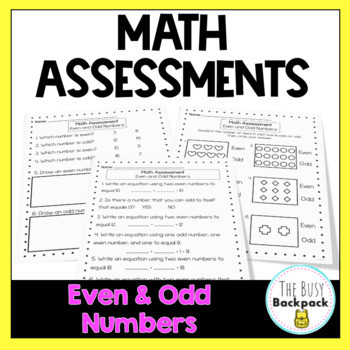 2nd Grade Math Even and Odd Numbers Assessment 2.OA.C.3