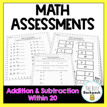 2nd Grade Math Addition and Subtraction Within 20 Assessment 2.OA.B.2