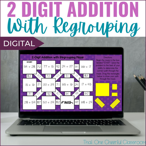 2 Digit Addition with Regrouping Digital Math Maze Activity - Amped Up ...