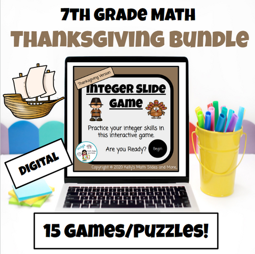 7th Grade Thanksgiving Bundle - 13 Games and Puzzles - Amped Up Learning