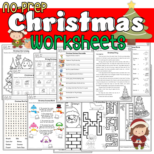 No-Prep Christmas Worksheets