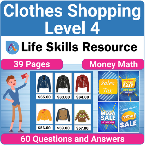 Functional Money Math Life Skills Worksheets - Level 4 Clothes Shopping ...