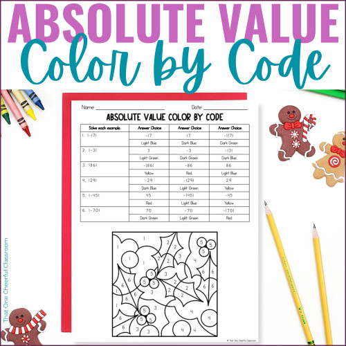 Christmas Absolute Value Color by Code - Amped Up Learning