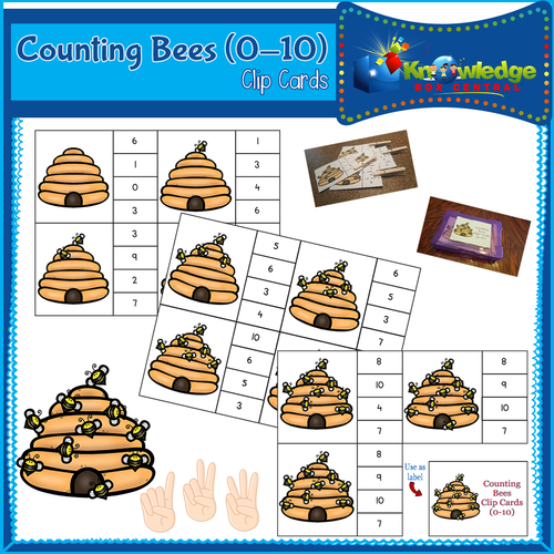 Counting Bees Clip Cards (0-10)