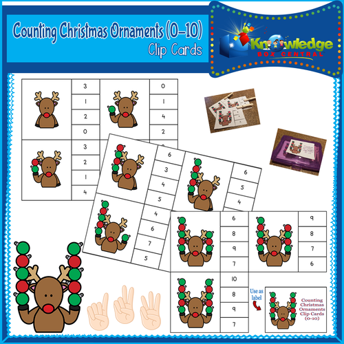 Counting Christmas Ornaments Clip Cards (0-10)