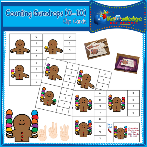 Counting Gumdrops Clip Cards (0-10)