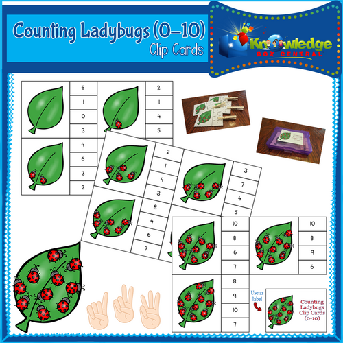 Counting Ladybugs Clip Cards (0-10)