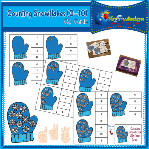 Counting Snowflakes Clip Cards (0-10)