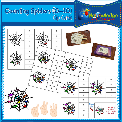 Counting Spiders Clip Cards (0-10)