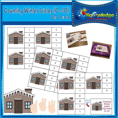 Counting Winter Icicles Clip Cards (0-10)