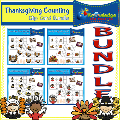 Thanksgiving Counting Clip Cards BUNDLE