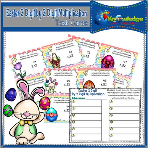 Easter 2 Digit By 2 Digit Multiplication Task Cards With Response Sheet ...